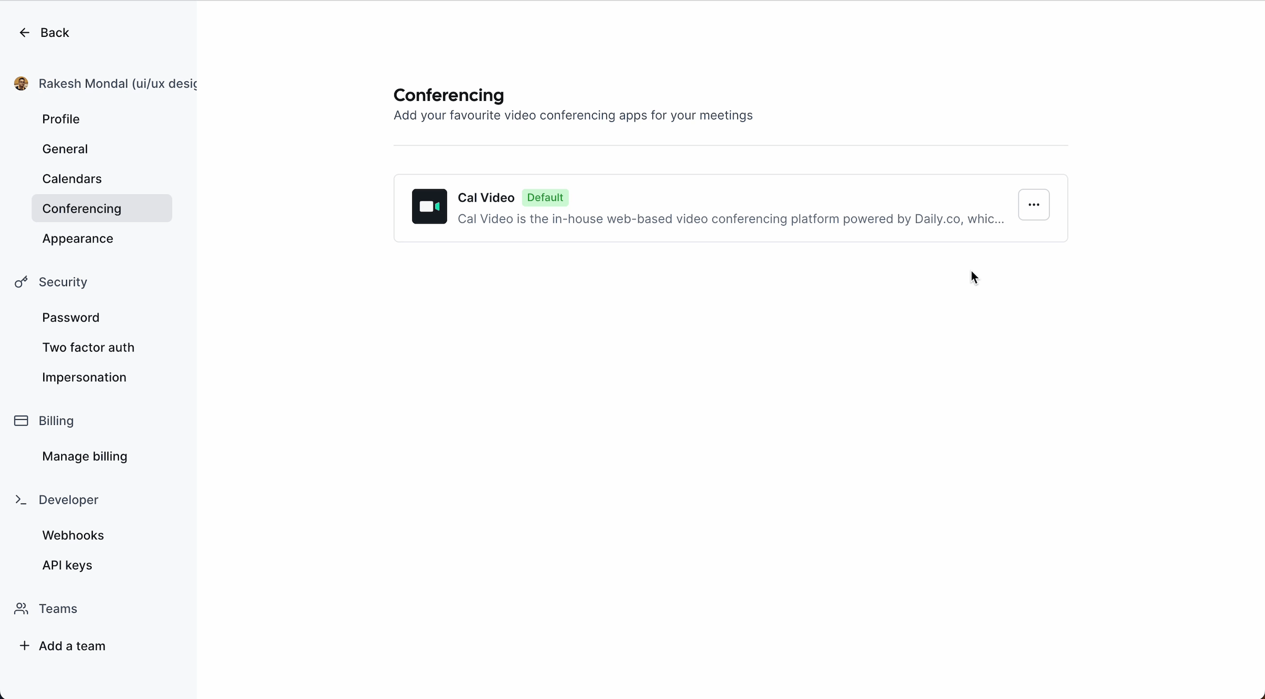 Cal.com | UI, UX Design | SaaS | Application Design | saas ui